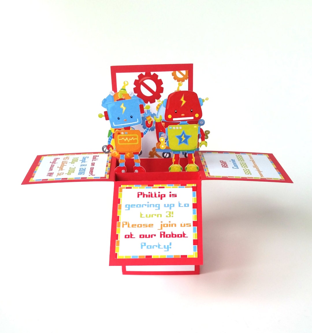 Robot Birthday, Robot Invitation, Robot Invite, Robot Party, Boy Robot ...
