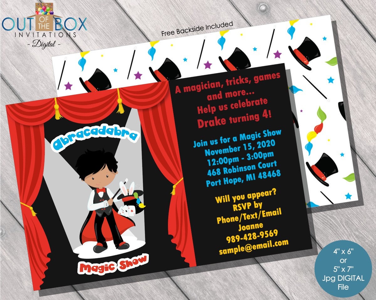 Digital Birthday Invitation Magic Show - Etsy