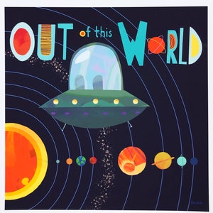 Space Art - Solar System Illustration - Spaceship and Planets - Out of ...