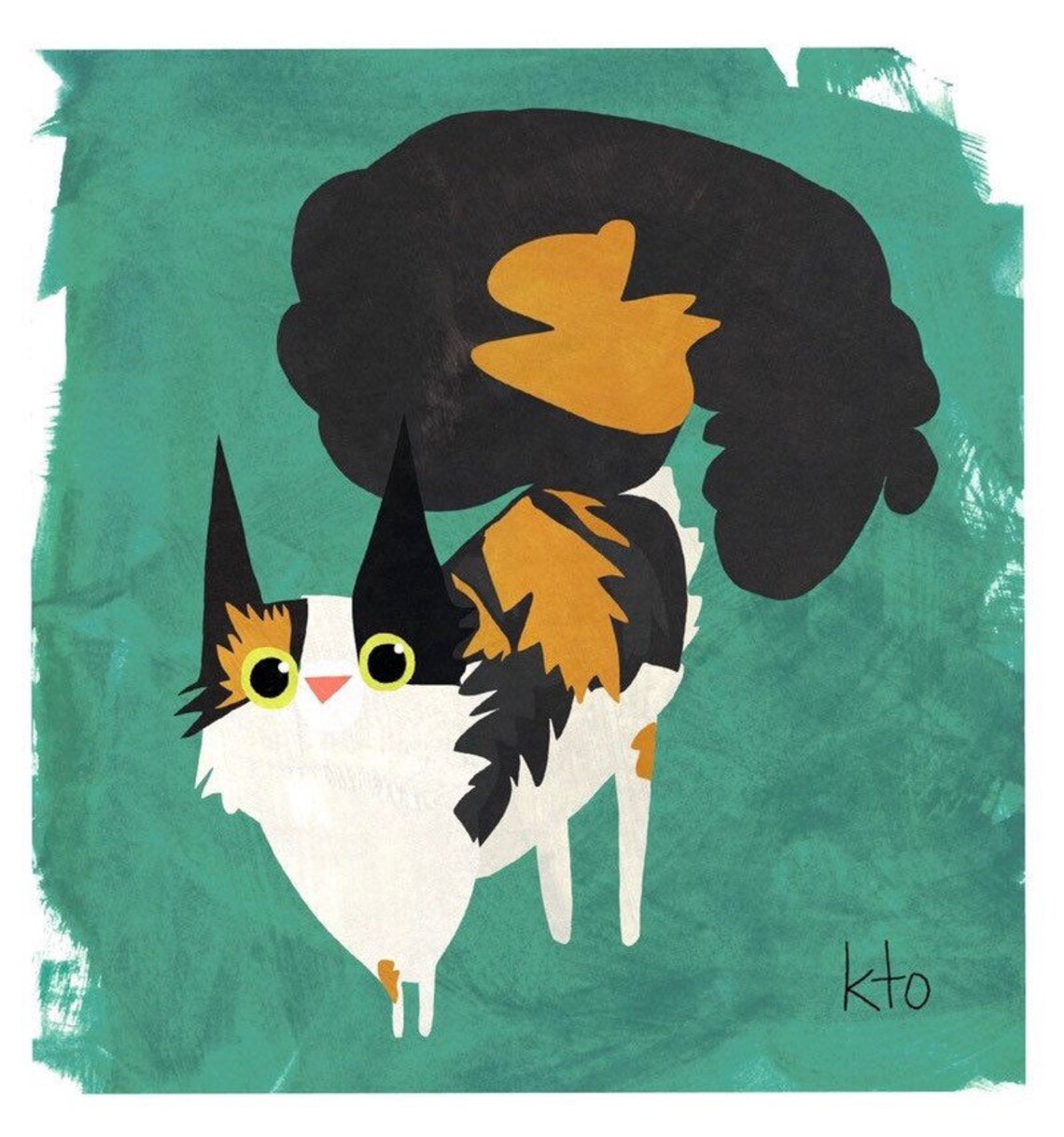 Calico Cat Art Print - Collage Cute Cat Illustration - Etsy