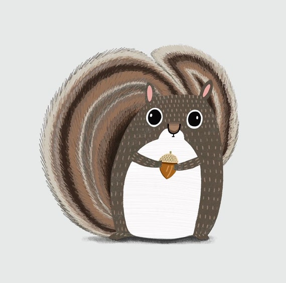 Cute Squirrel Art Print Squirrel Illustration Collage Art | Etsy