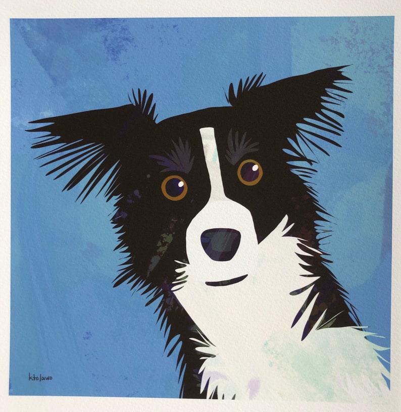 Dog Art Border Collie Print Cute Dog Art Dog Lover Dog - Etsy