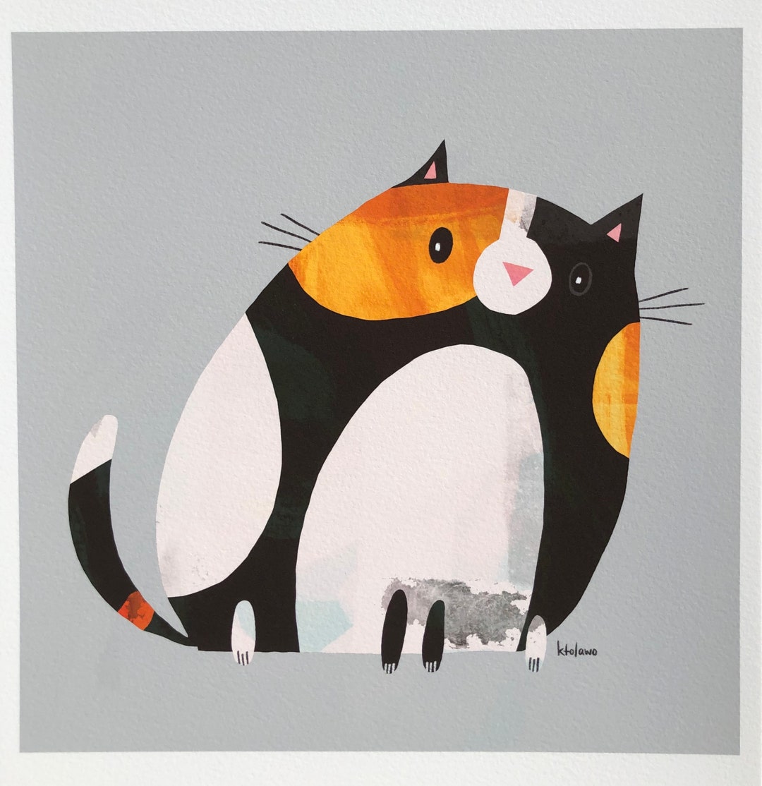 Cat Art - Cute Cat Print - Calico Cat Print - Cute Art Print - Cat ...