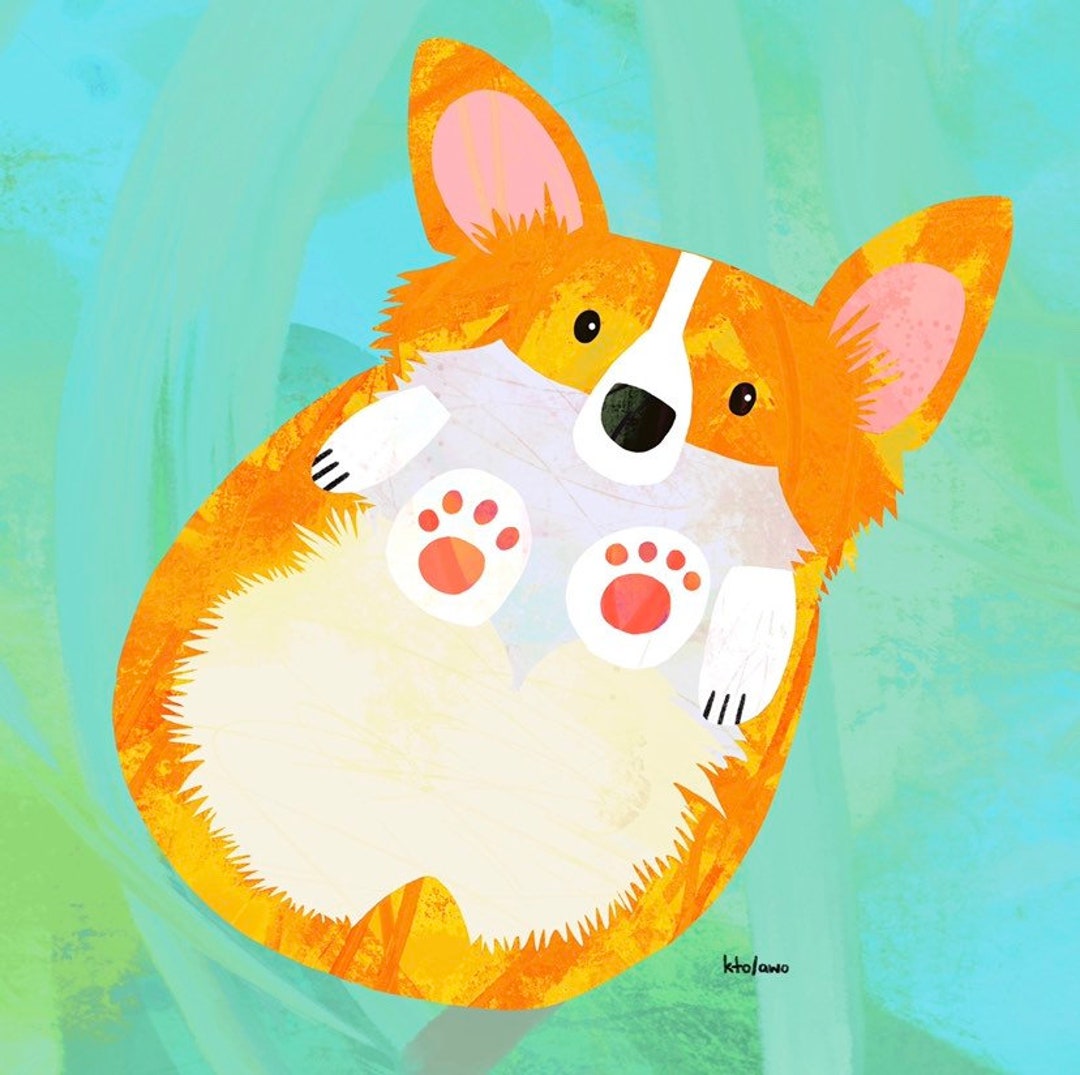 Dog Art - Corgi Art - Cute Art Print - Dog Print - Corgi Print - Cute ...