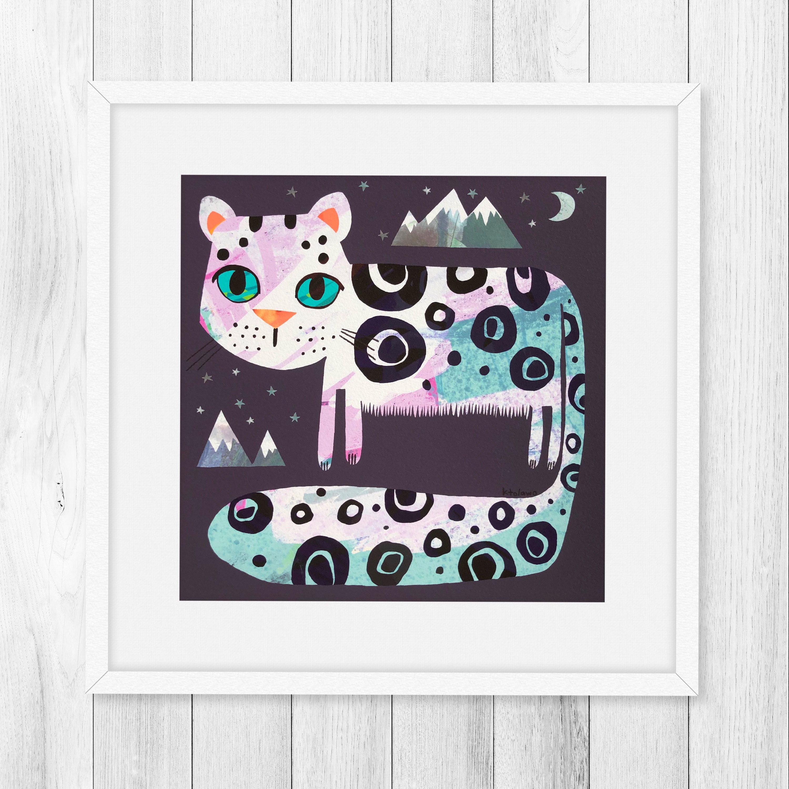 Cute Art Print Snow Leopard Art Cat Art Nursery Art - Etsy