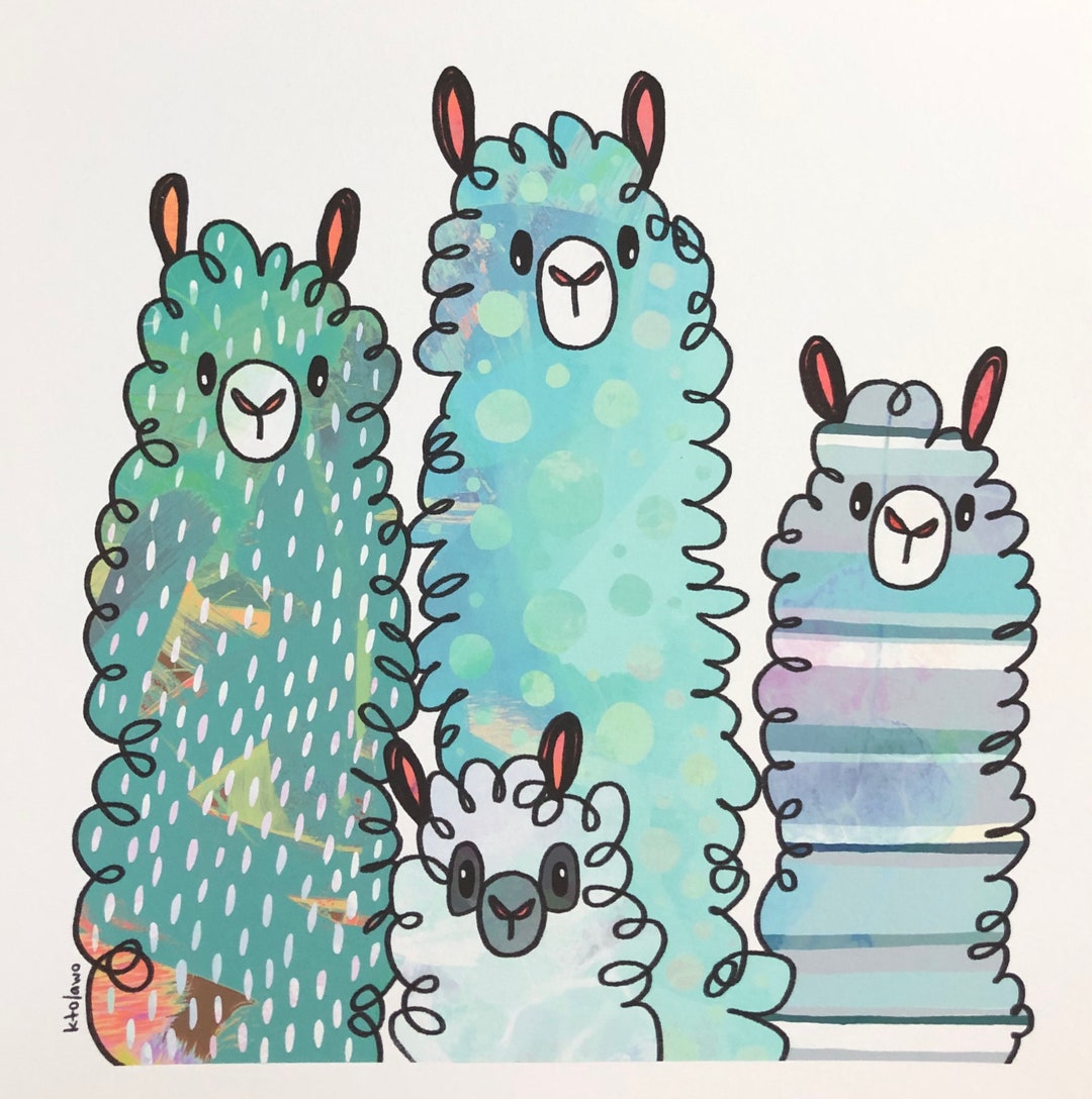 Llama Alpaca Print - Cute Art Print - Llama Illustration - Alpaca Art ...