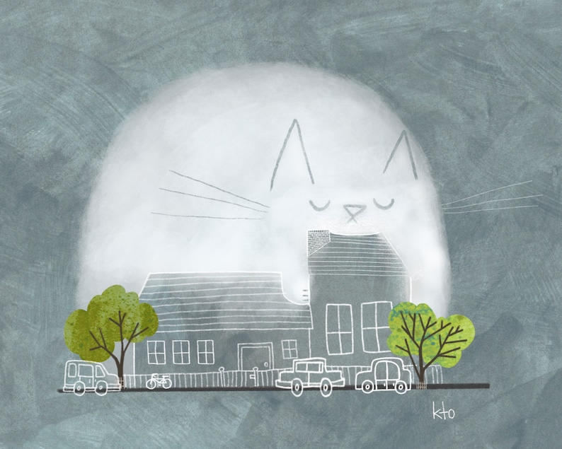 Cat Fog Print - Karl the Fog Cat - House Warming Gift - Cat Lover Gift ...