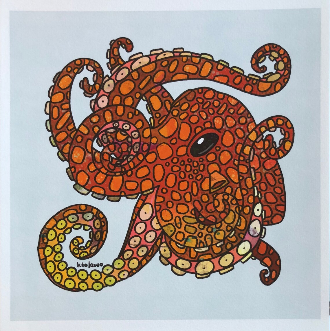 Octopus Print Cute Art Print Orange Octopus Octopus | Etsy