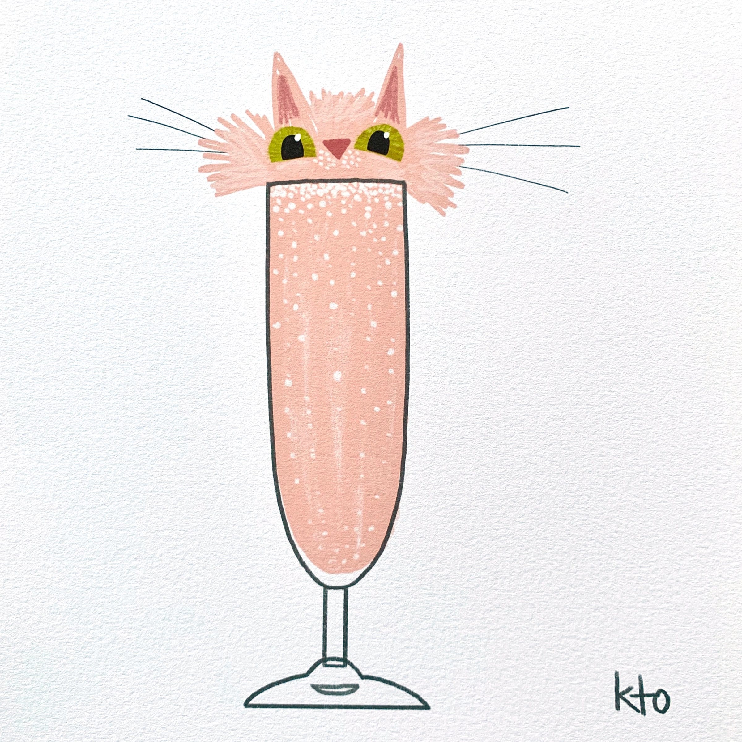 ChamPAWGNE Cat Wine Lover Art Cute Cat Wine Gift | Etsy