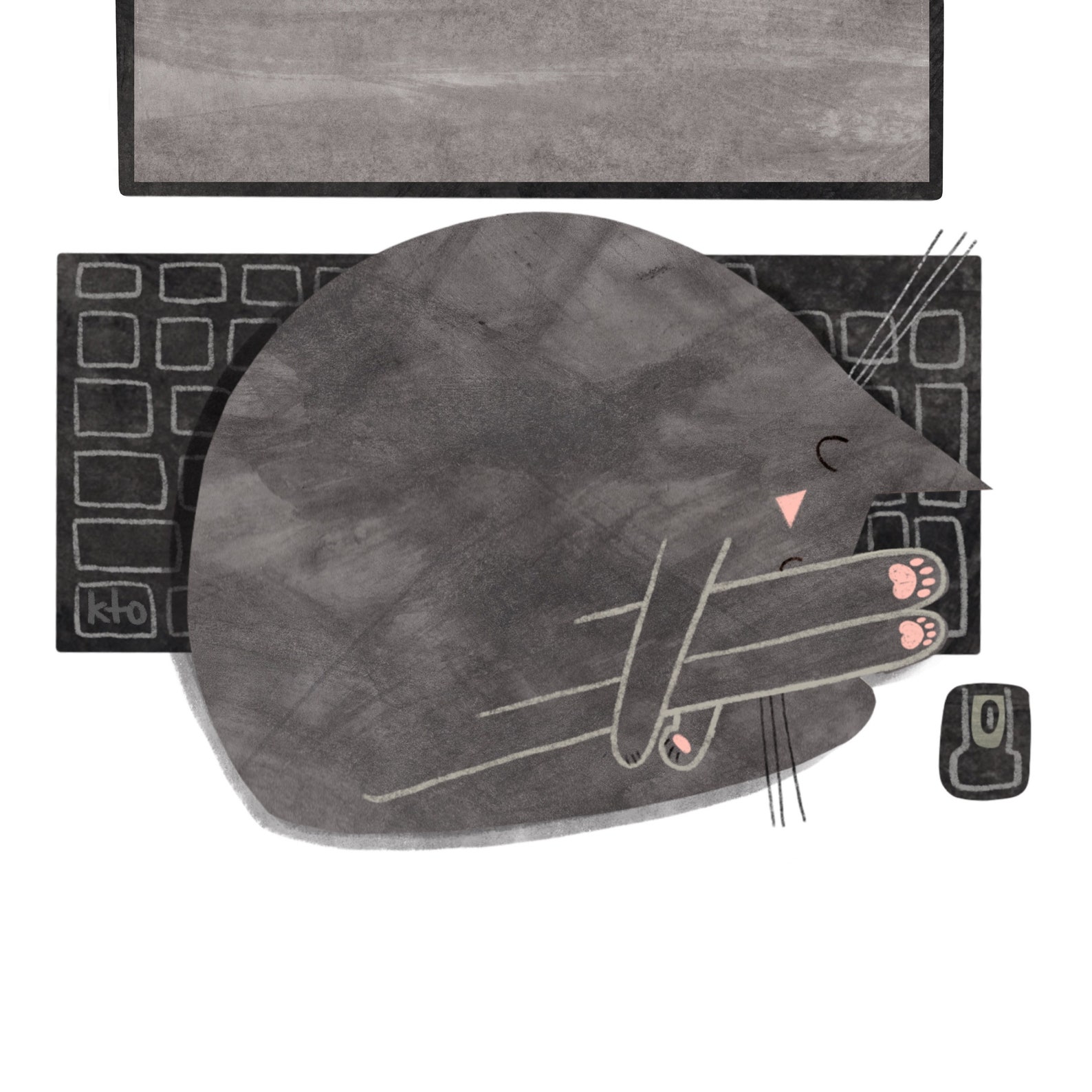 Cat Computer Print - Cat Illustration - Cute Art - Cat Lover - Etsy