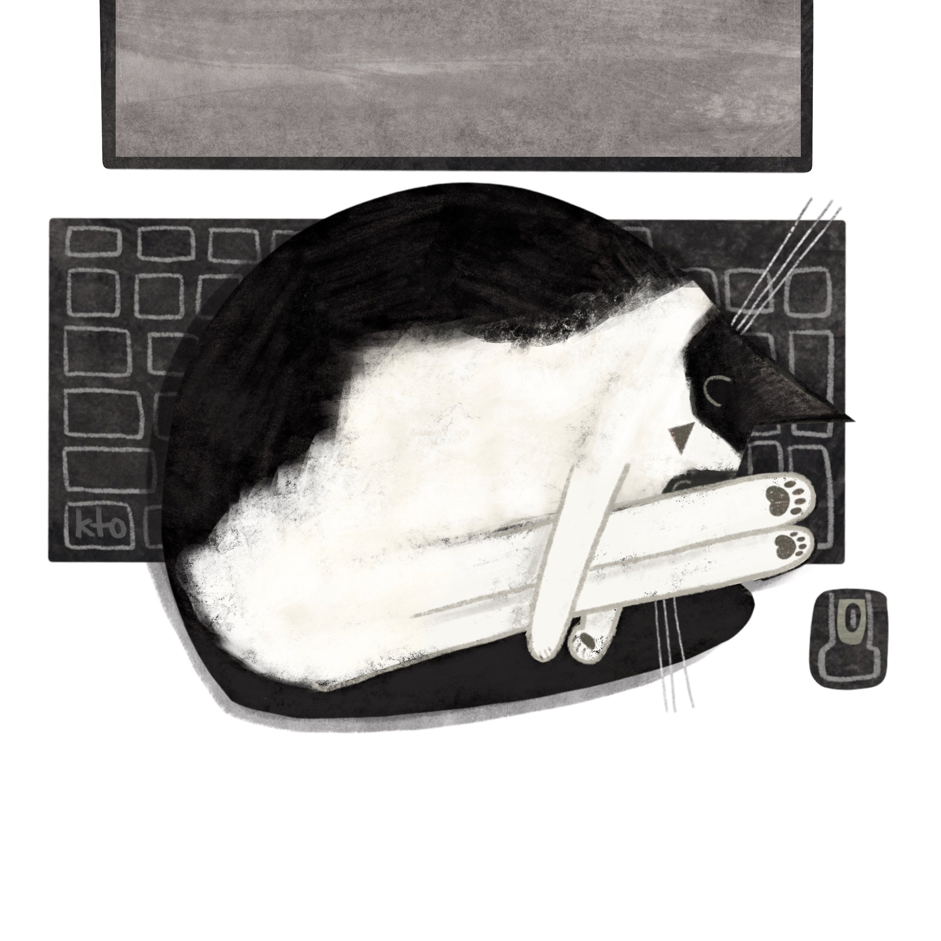 Cat Computer Print - Cat Illustration - Cute Art - Cat Lover - Etsy