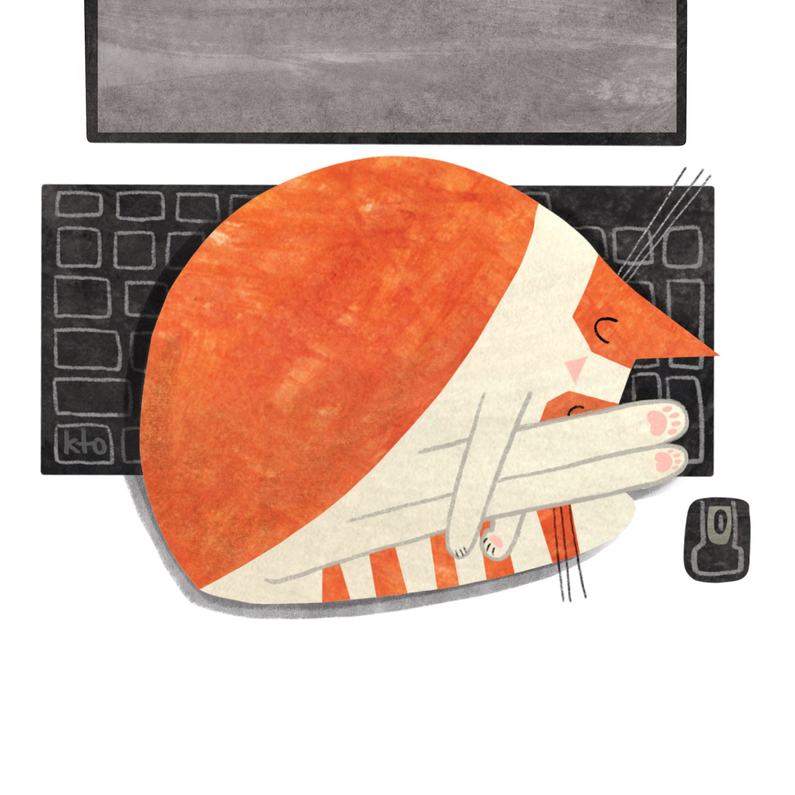 Cat Computer Print - Cat Illustration - Cute Art - Cat Lover - Etsy