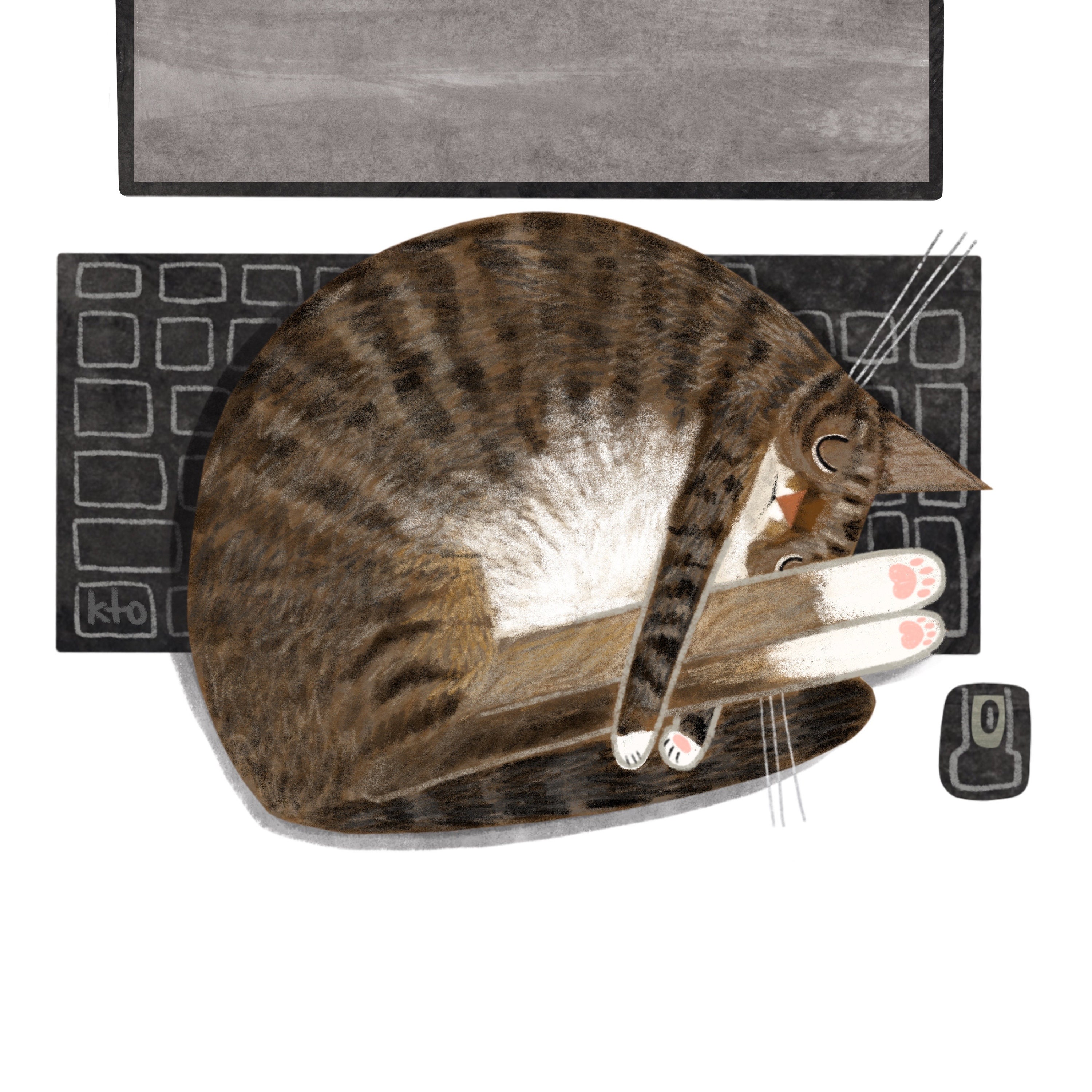 Cat Computer Print - Cat Illustration - Cute Art - Cat Lover - Etsy