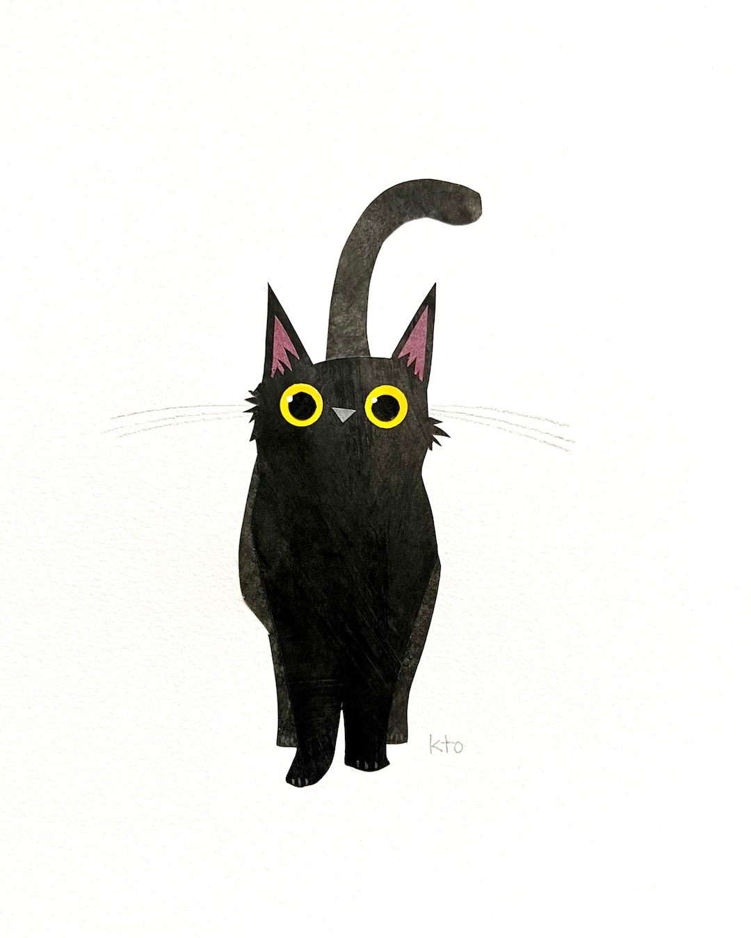 Black Cat 01 GREETING Collage Print - Black Cat October Cat ...