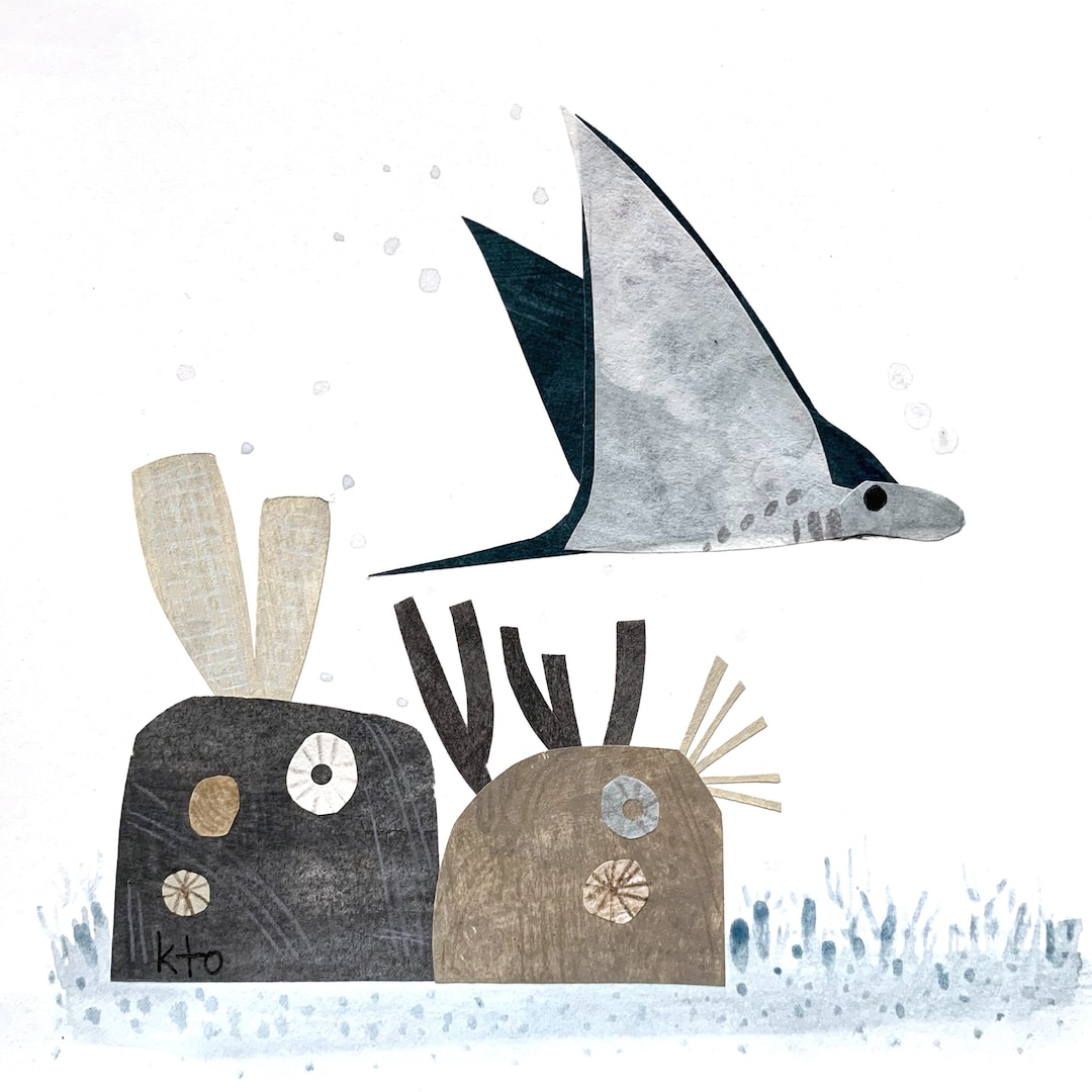 Manta Ray Collage Print - Collage Art Illustration Print - Cat Lover - Etsy