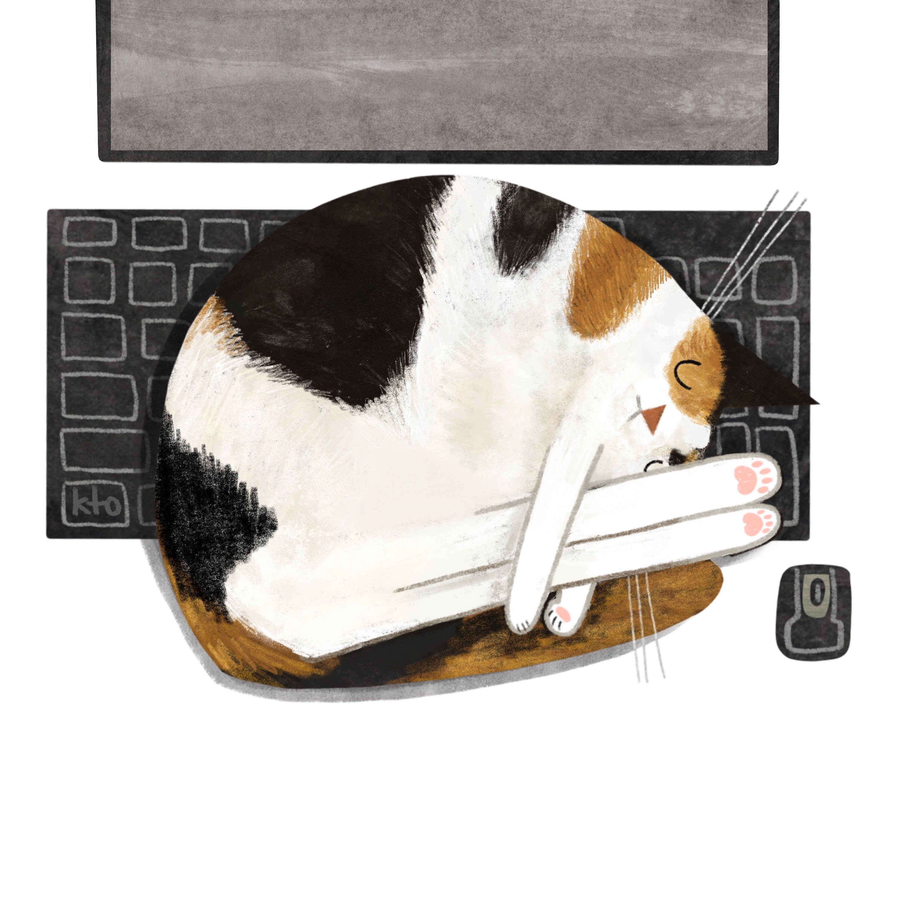 Cat Computer Print - Cat Illustration - Cute Art - Cat Lover - Etsy