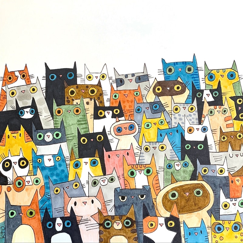 Cat Drawings - Etsy