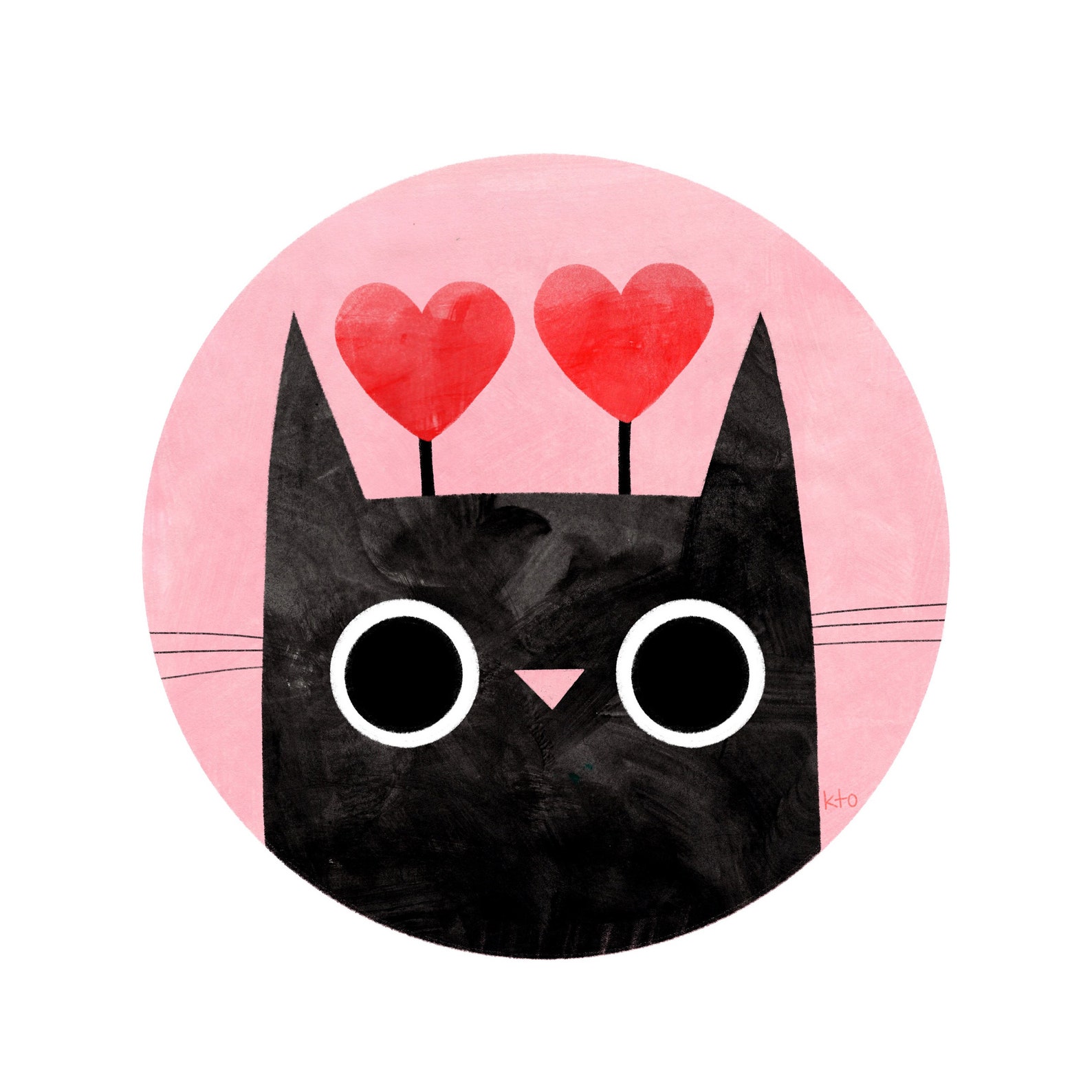 Love Bug Cat Black Cat Art Print Illustration Cat Lover | Etsy