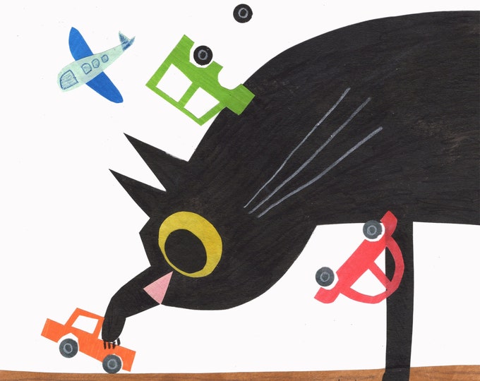 Cat Cars Print - Meowzilla - Cute Art Print - Cat Lovers - Etsy