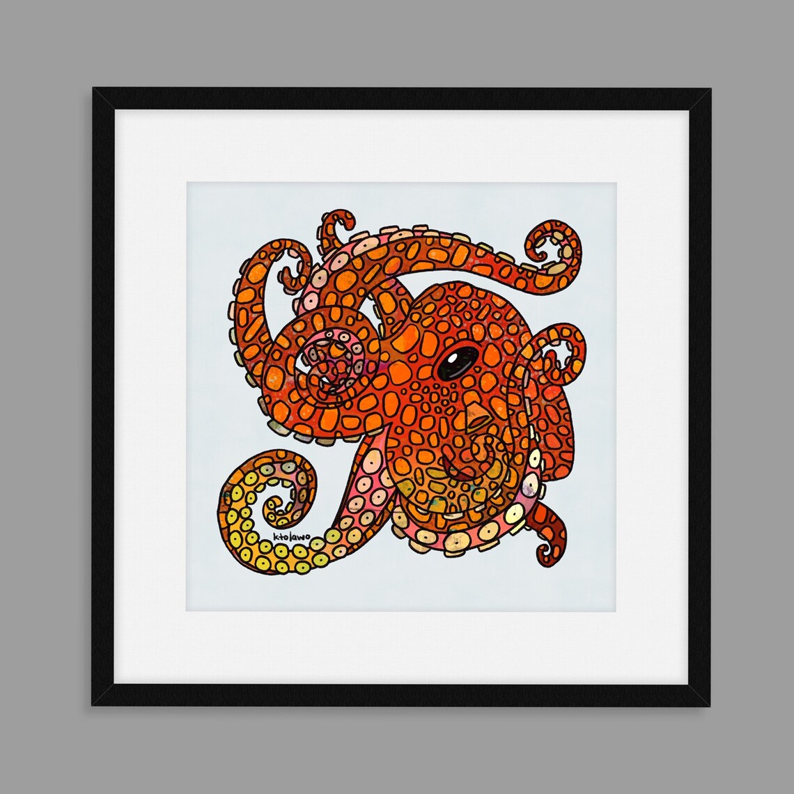 Octopus Print Cute Art Print Orange Octopus Octopus - Etsy