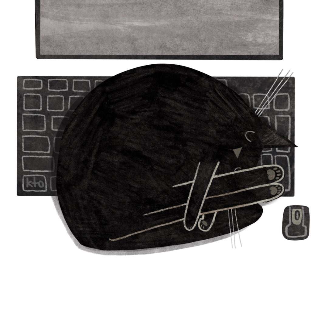 Cat Computer Print - Cat Illustration - Cute Art - Cat Lover - Etsy