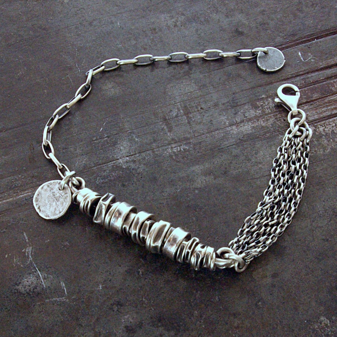 Delicate Sterling Silver Bracelet Handmade Multi Chain Silver Bracelet ...