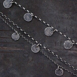 Raw Silver Multi Coin Drop Necklace Sterling Silver Handmade Disk ...