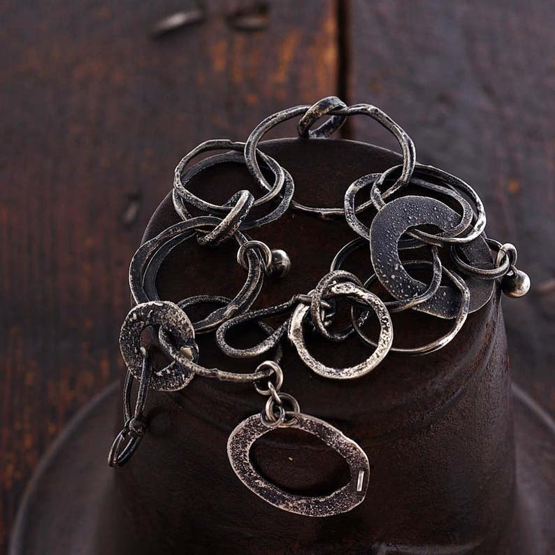 Unique Gift Handmade Sterling Silver Bracelet Chunky - Etsy