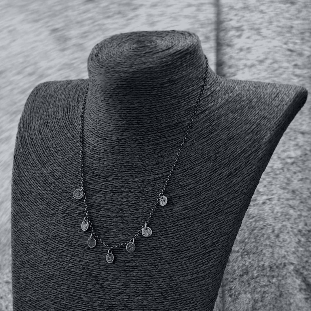 Raw Silver Multi Coin Drop Necklace Sterling Silver Handmade Disk ...