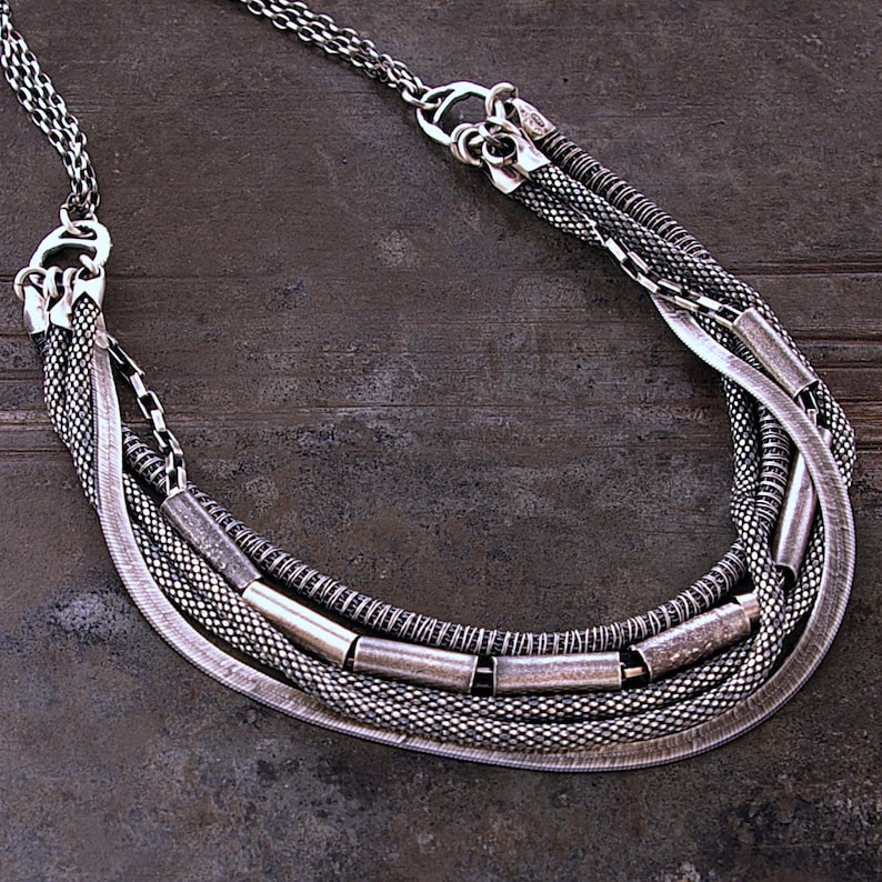 Layer Necklace With Sterling Silver Multi Strand Necklace - Etsy
