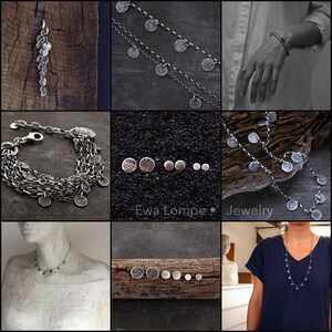 Raw Silver Multi Coin Drop Necklace Sterling Silver Handmade Disk ...