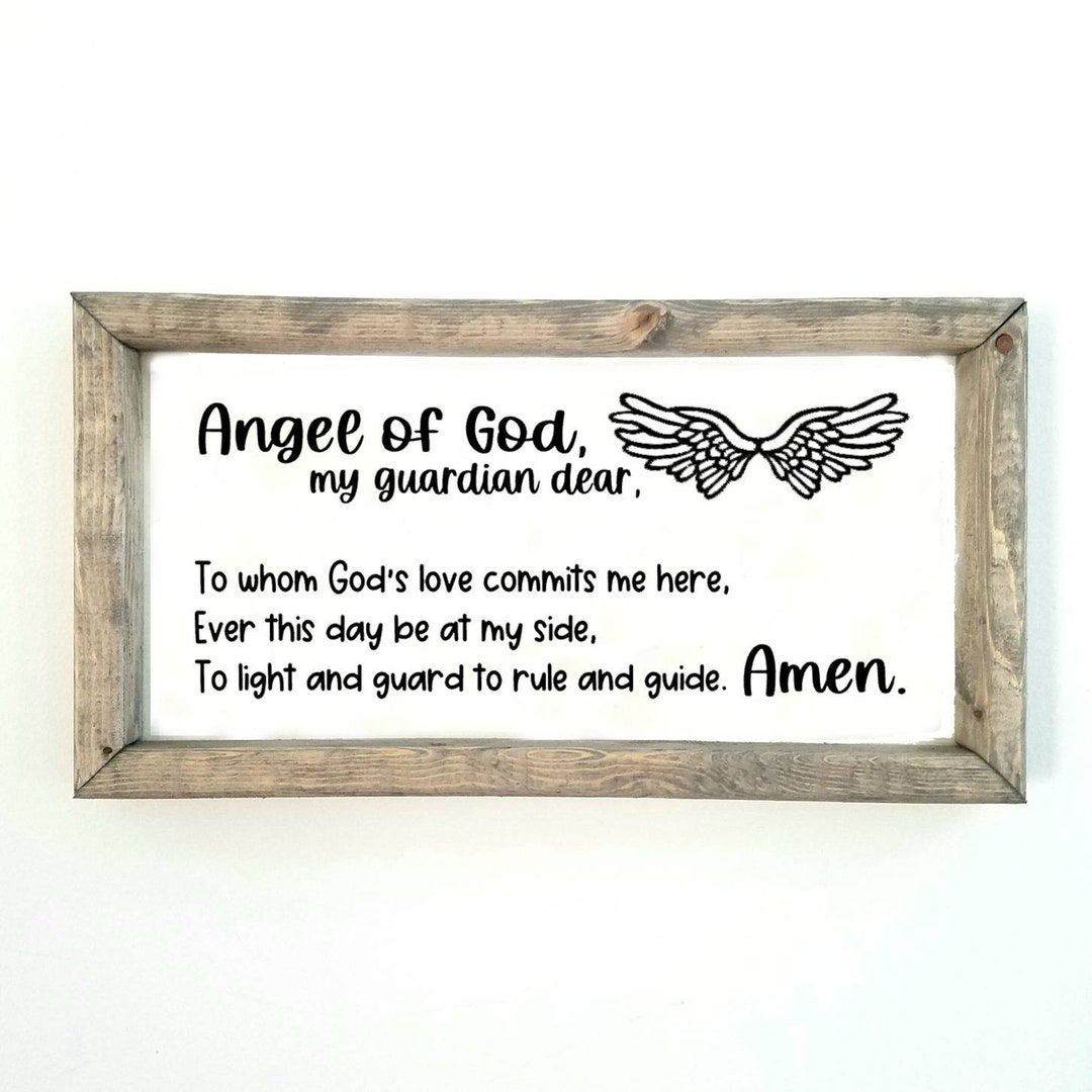 Guardian Angel Prayer Wooden Farmhouse Sign. Decor for Kids. Nursery ...