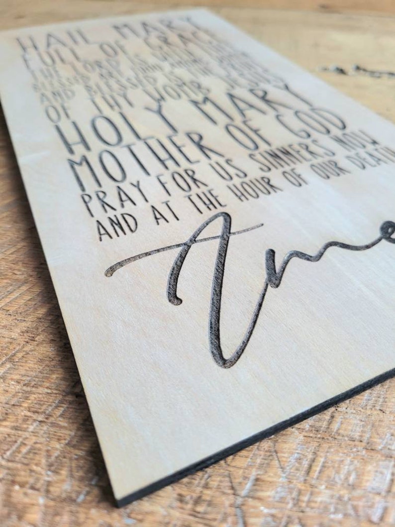 Laser Engraved Hail Mary Prayer. Hail Mary Wooden Wall Sign. Catholic ...