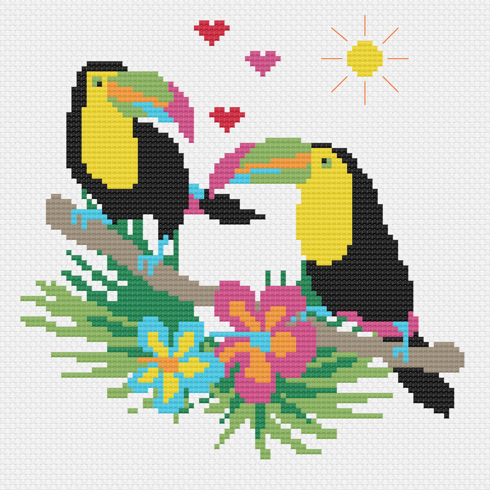 Tropical Toucan Modern Cross Stitch Pattern - Etsy