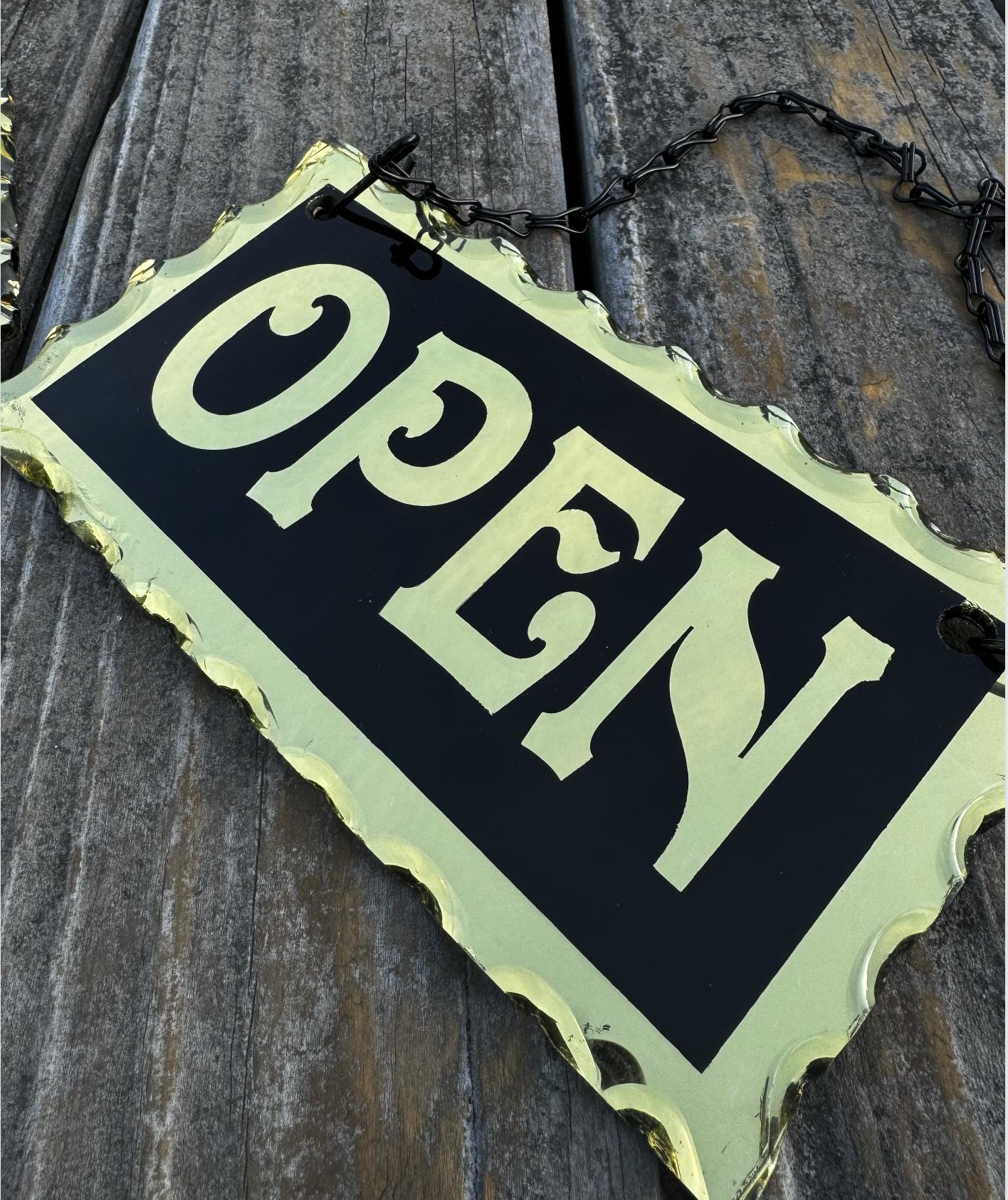 22k Gold Leaf Open/closed Glass Sign - Etsy