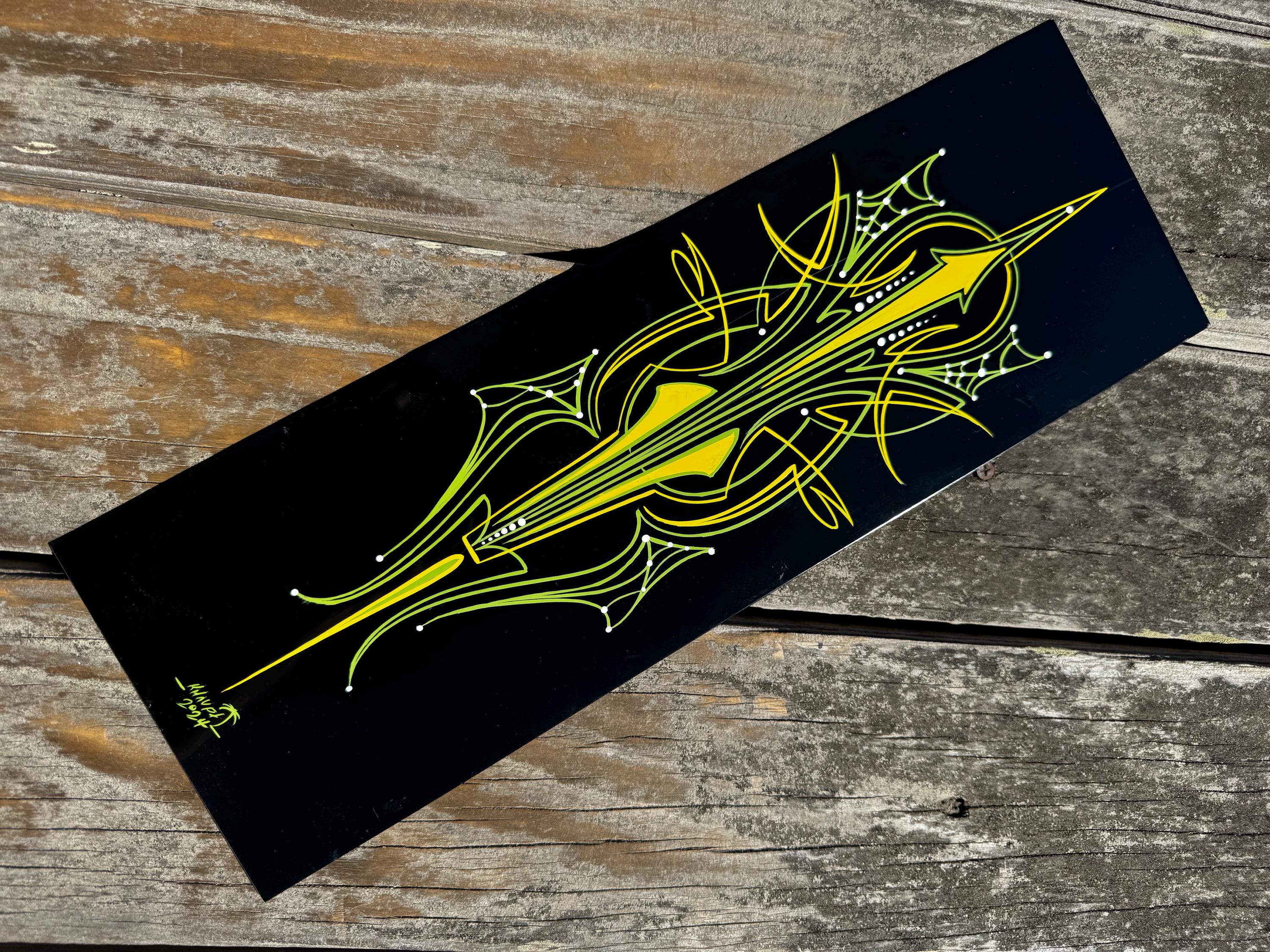 Hand Pinstripe Art Panel 14: Green Web - Etsy