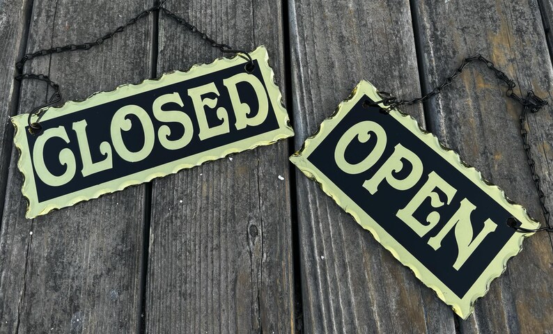 22k Gold Leaf Open/closed Glass Sign - Etsy