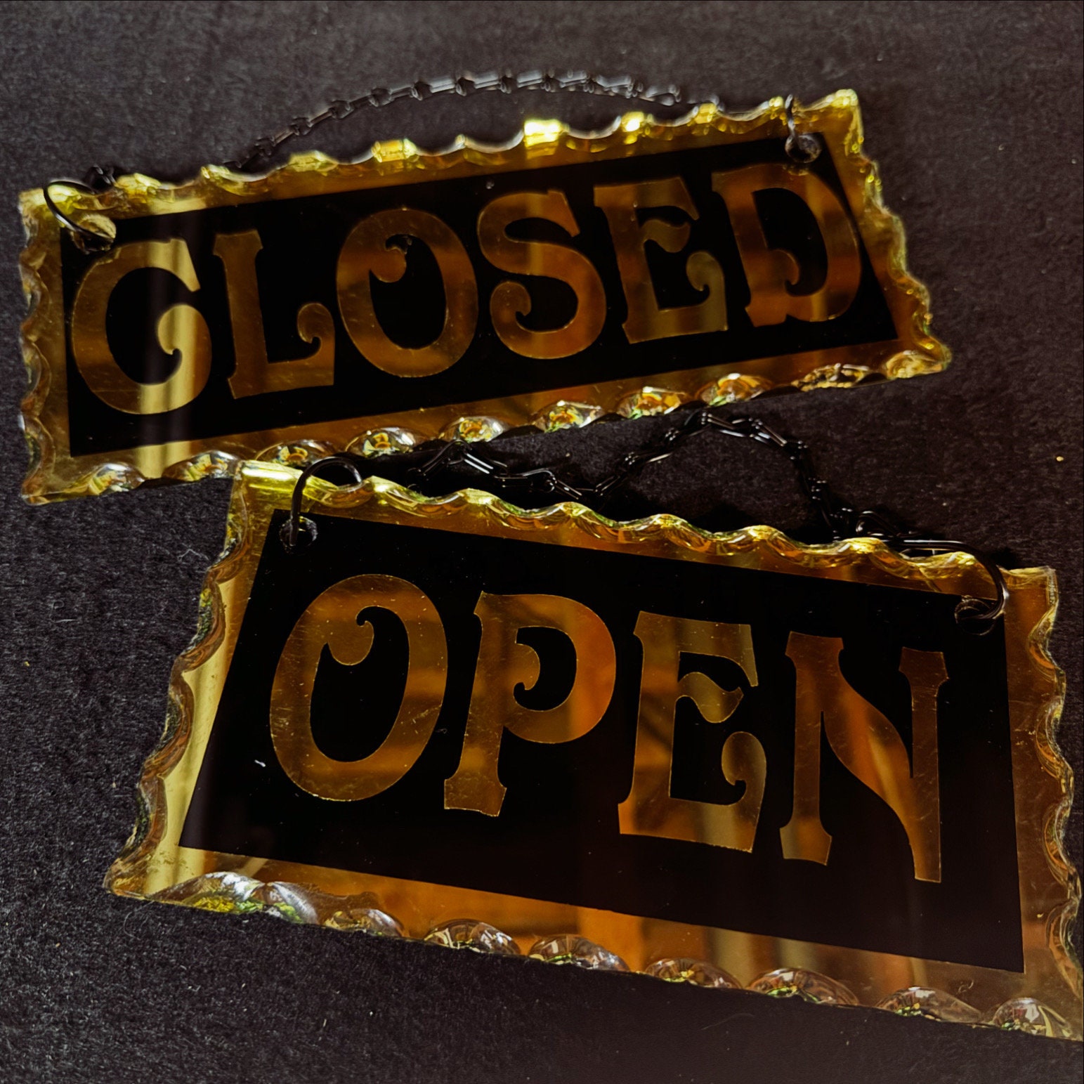 22k Gold Leaf Open/closed Glass Sign - Etsy