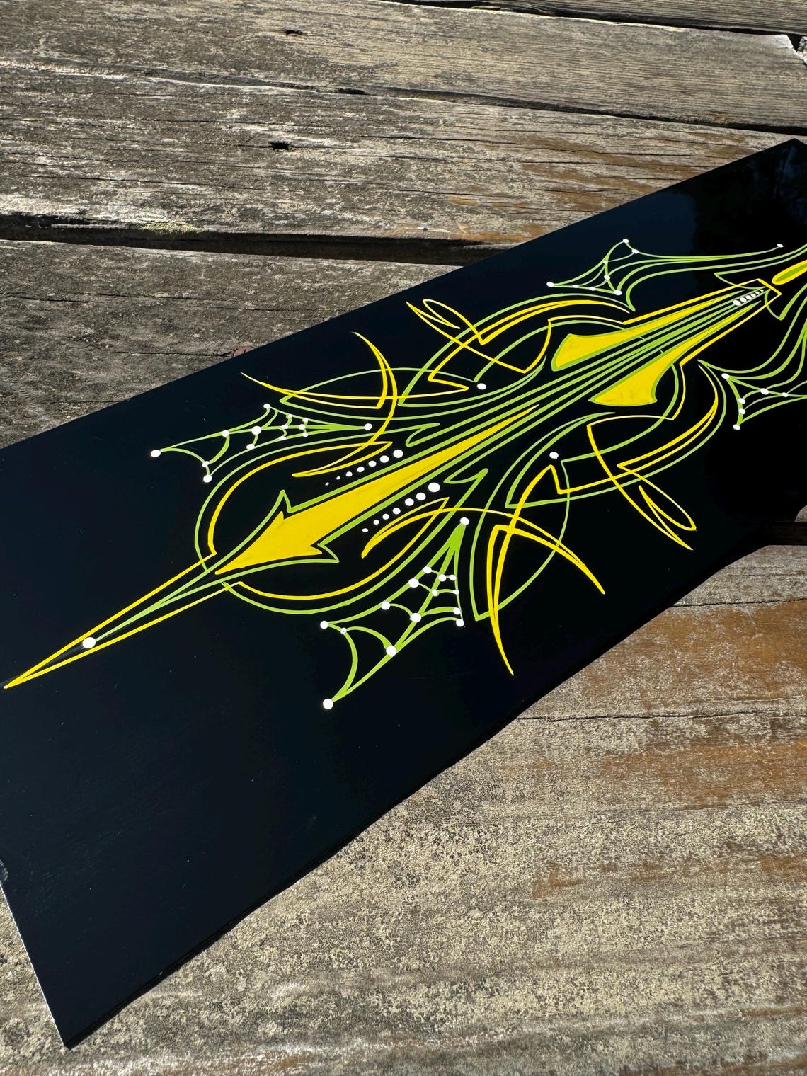 Hand Pinstripe Art Panel 14: Green Web - Etsy