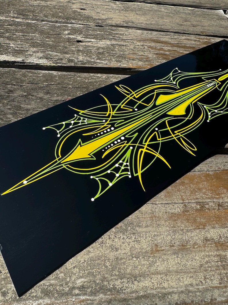 Hand Pinstripe Art Panel 14: Green Web - Etsy