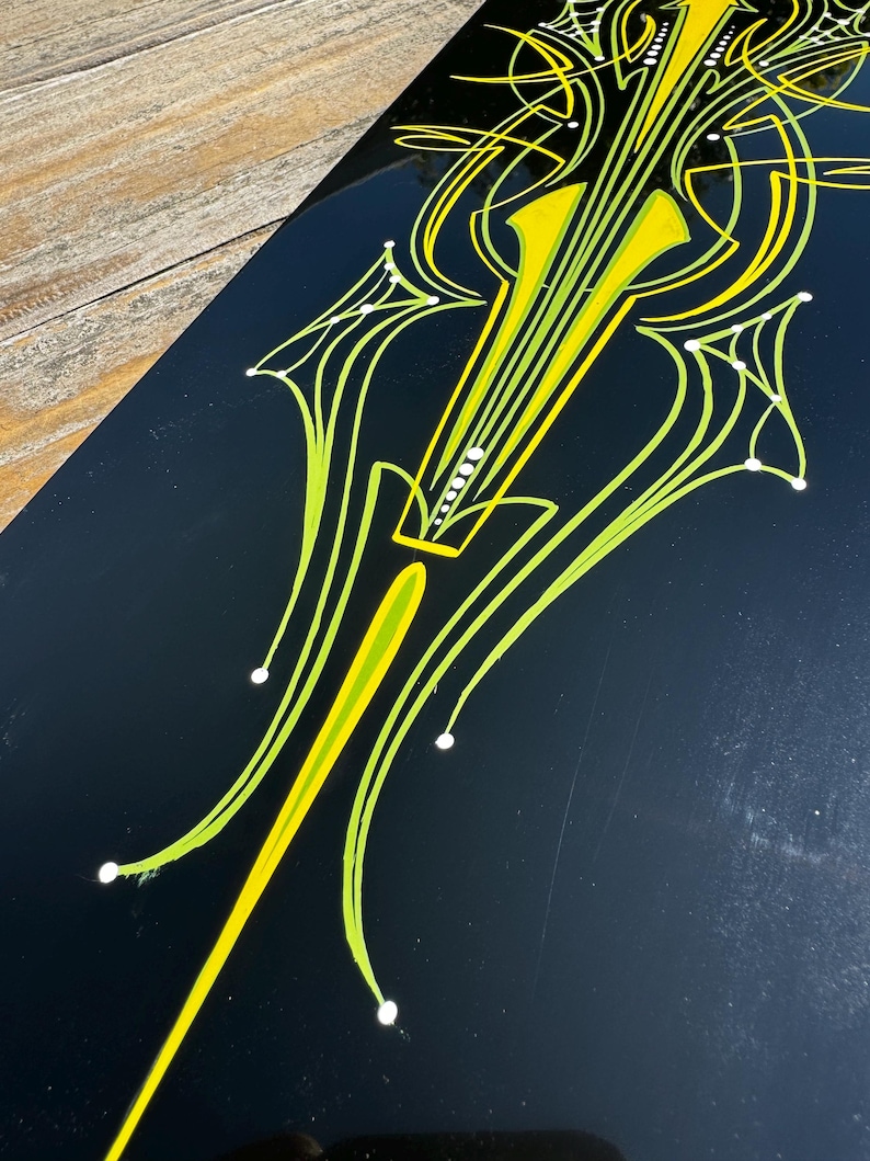 Hand Pinstripe Art Panel 14: Green Web - Etsy