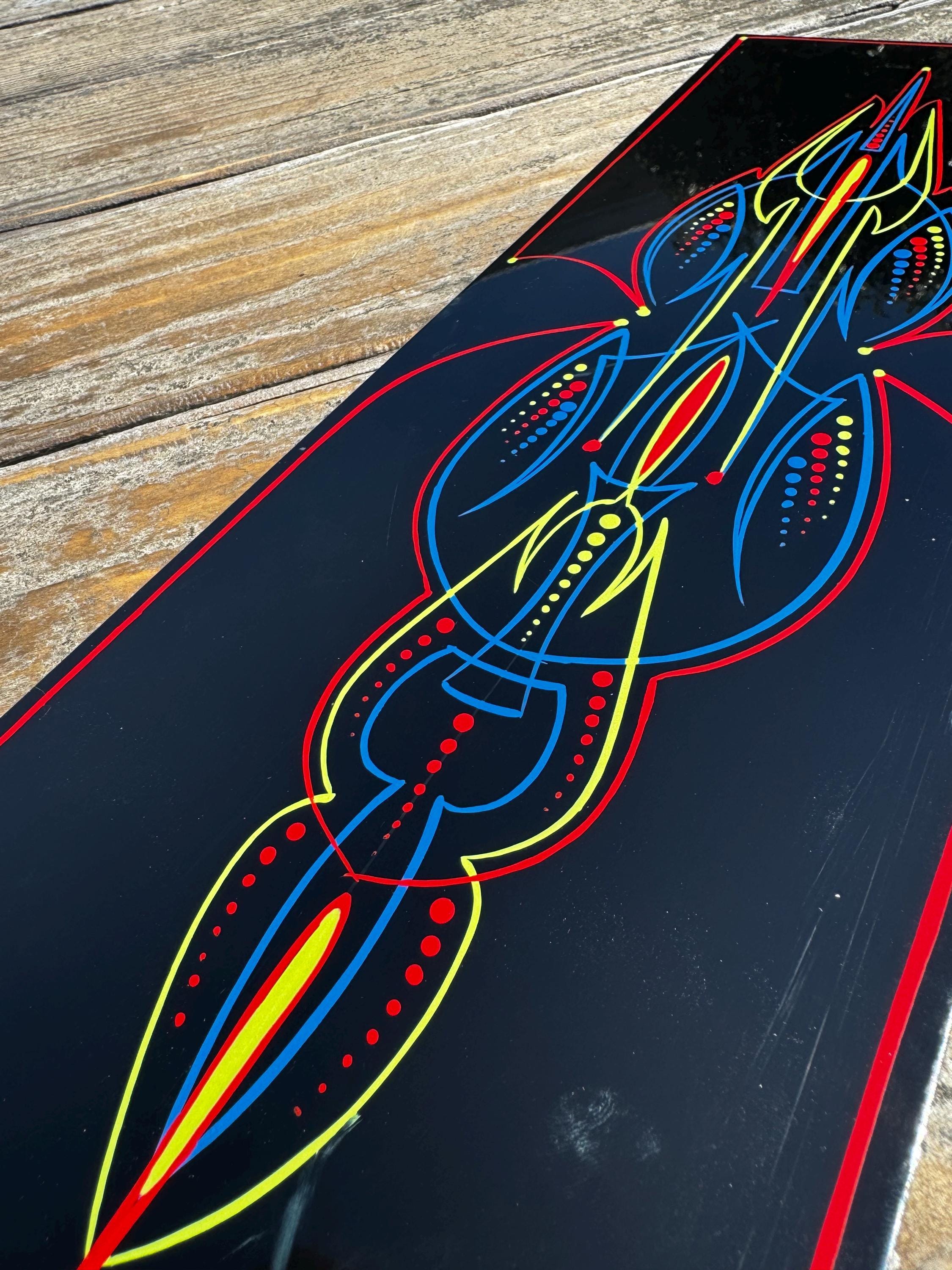 Hand Pinstripe Art Panel 15: Red/blue/yellow - Etsy