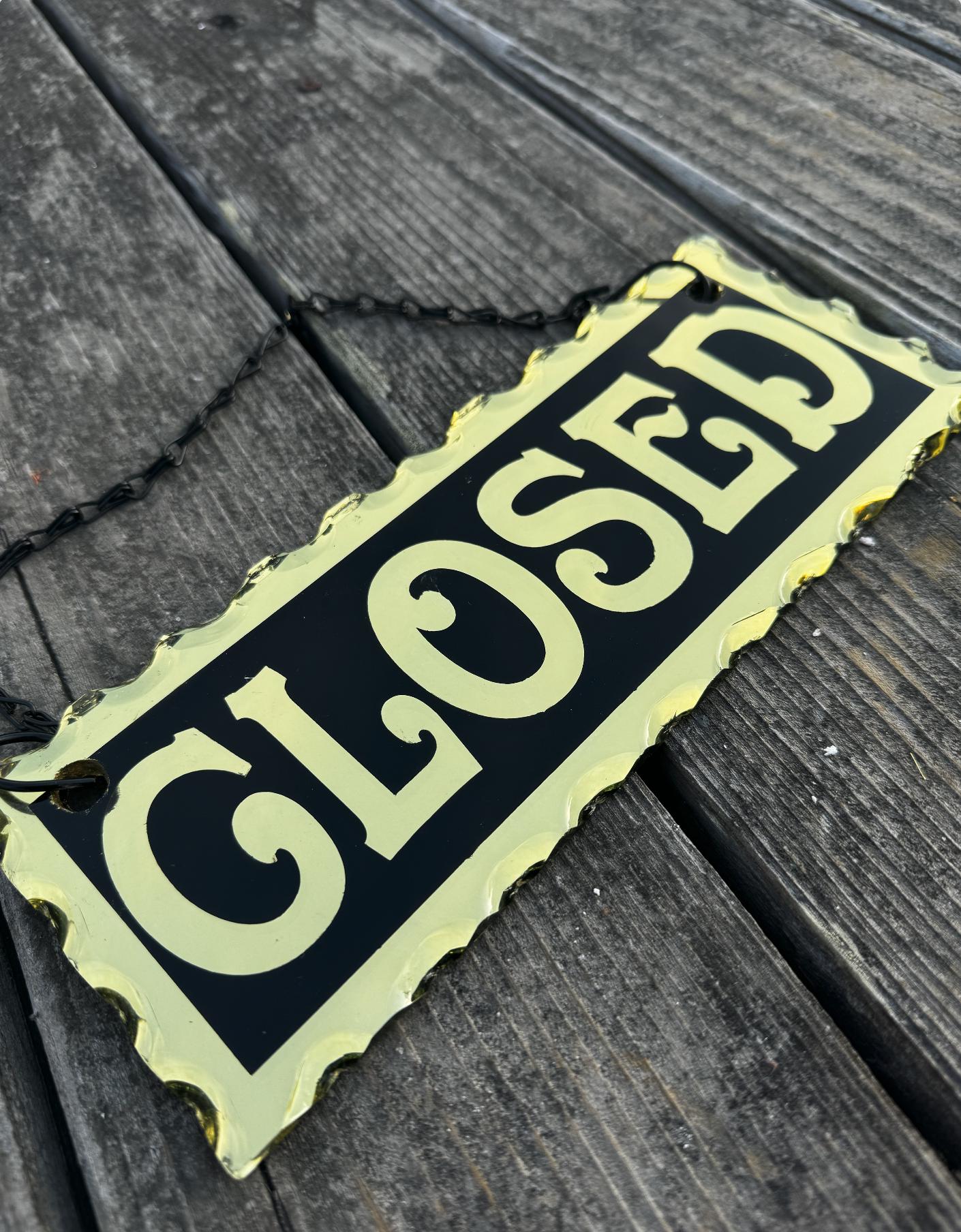 22k Gold Leaf Open/closed Glass Sign - Etsy