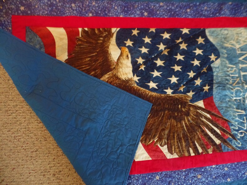 Usa Handcrafted Lap Quilt With American Flag And Eagle For Etsy