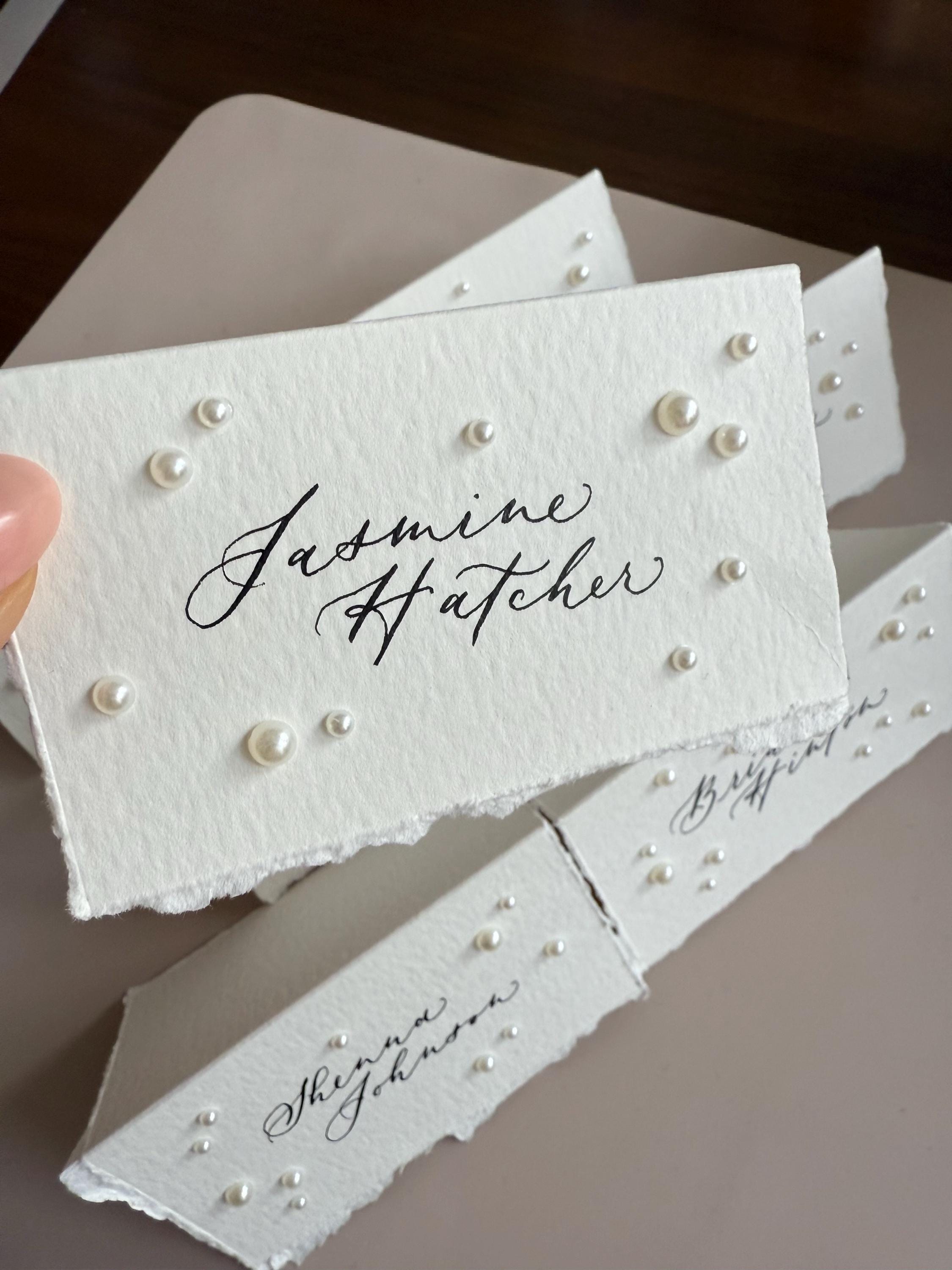 Handwritten PEARL Place Cards | Calligraphy Place Cards | Bridal | Name ...