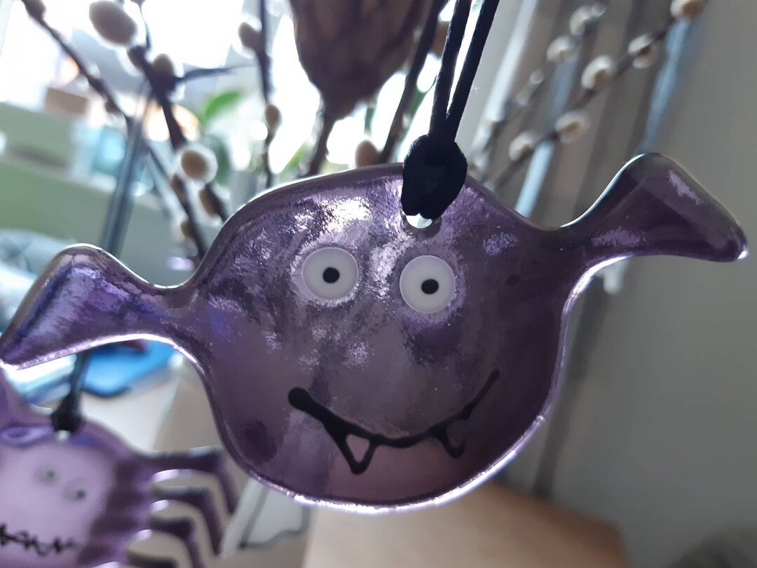 Sammy Spider, Bobby Bat, Georgie Ghost, Poppy Pumpkin - Fused Glass ...