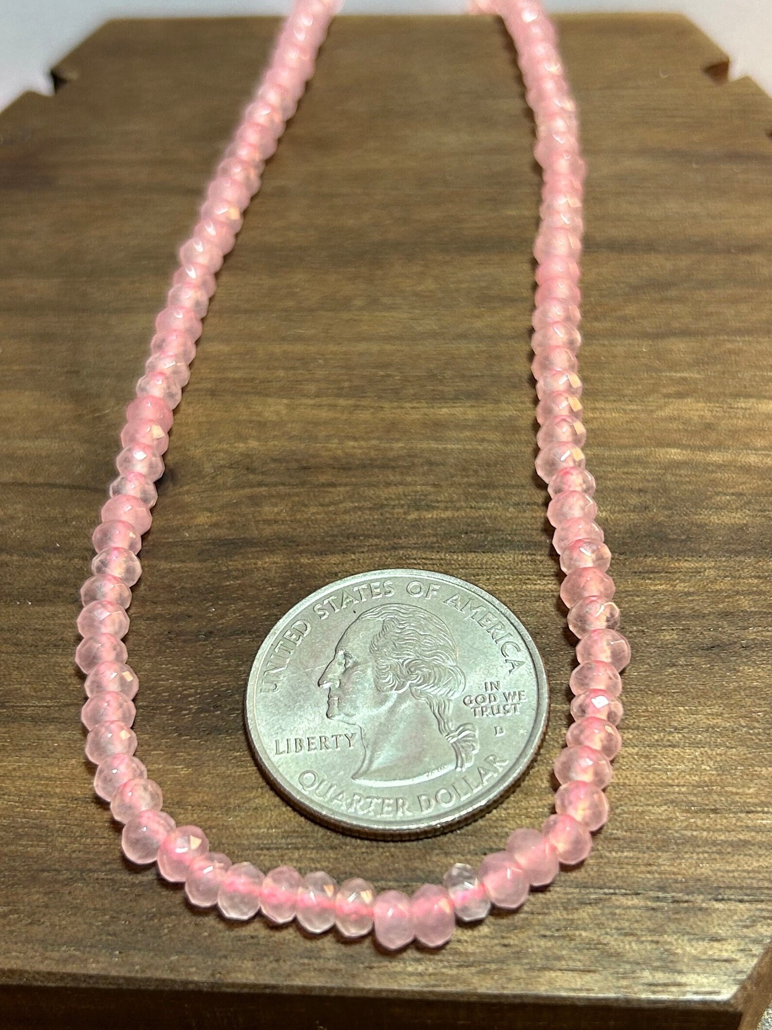 14K Watermelon Pink Jade Necklace 18" 14KT Yellow Gold 925 Sterling ...