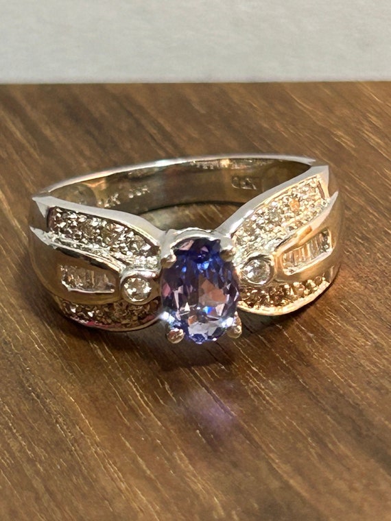 14K White Gold Tanzanite Diamonds Ring 1.5ct Sz 7.25 … - Gem