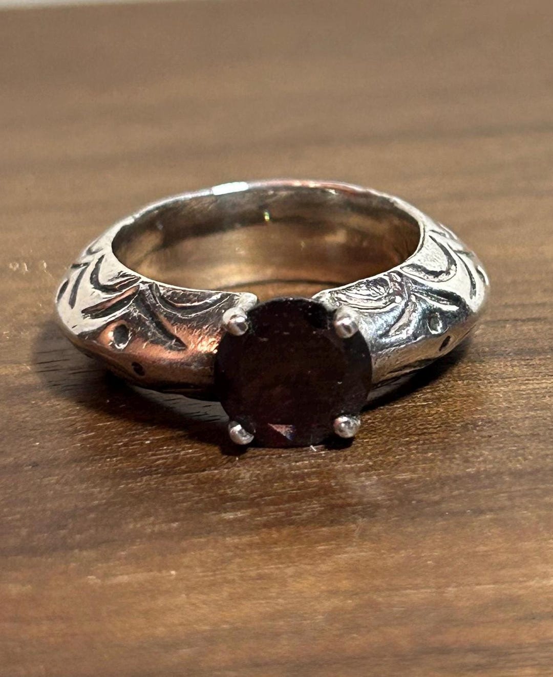 Navajo Garnet Sterling Storyteller Ring Band 1.25ct Sz 6 925 Silver ...
