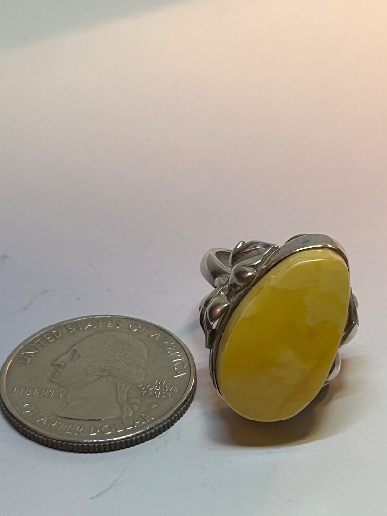 Egg Yolk Amber Sterling Ring Sz 6 Poland Polish Baltic Yellow ...